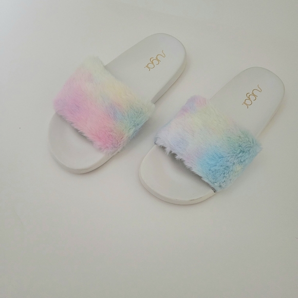 Sugar | Shoes | Tie Dye Rainbow Fluffy Barbiecore Slippers | Poshmark